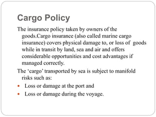 Types of marine insurance policy | PPSX