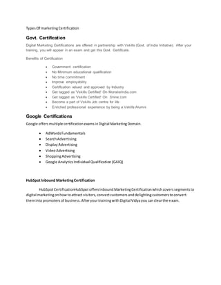 Types of marketing certification | PDF | Free Download