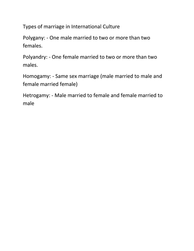 Types of Marriages | RTF