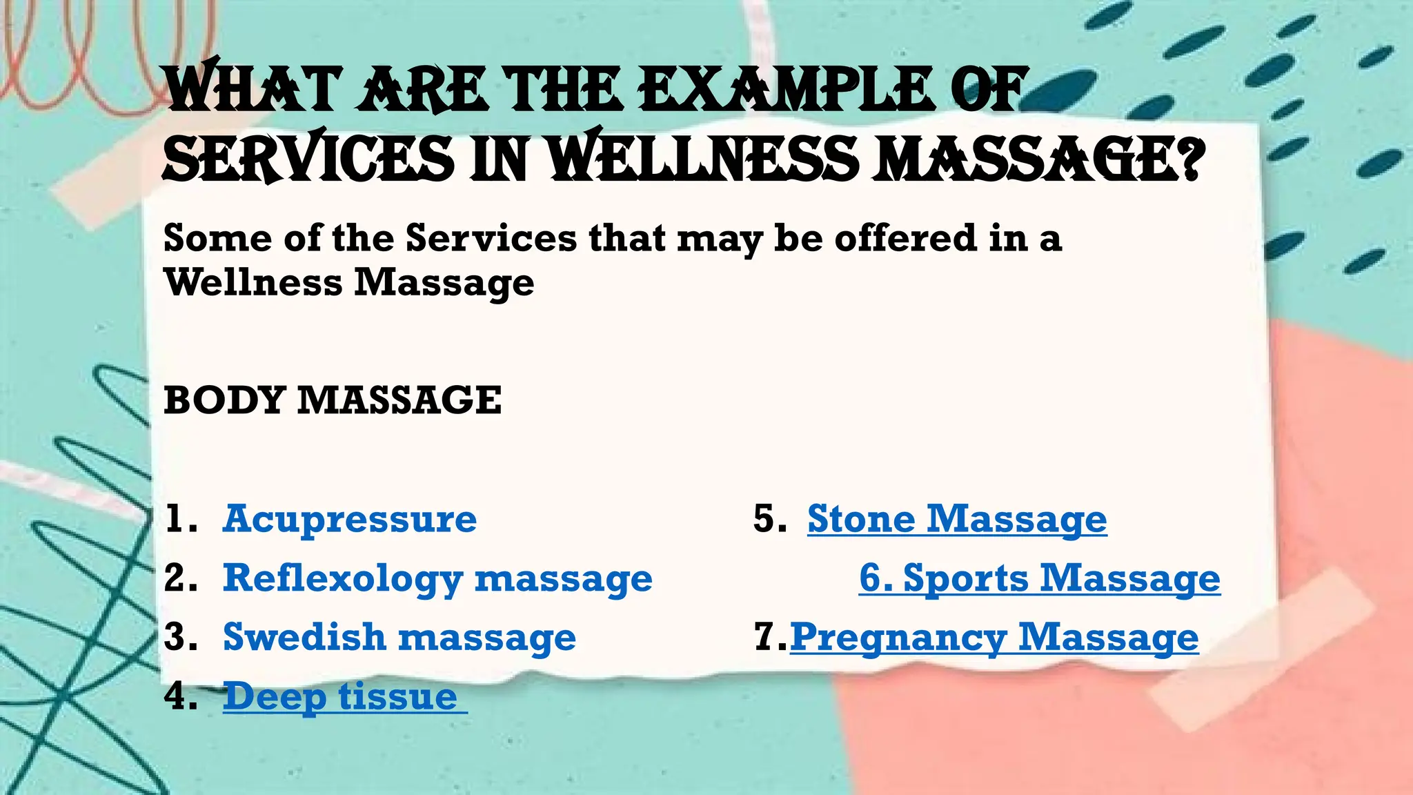 Different types of body massage and different kinds of massage | PPTX