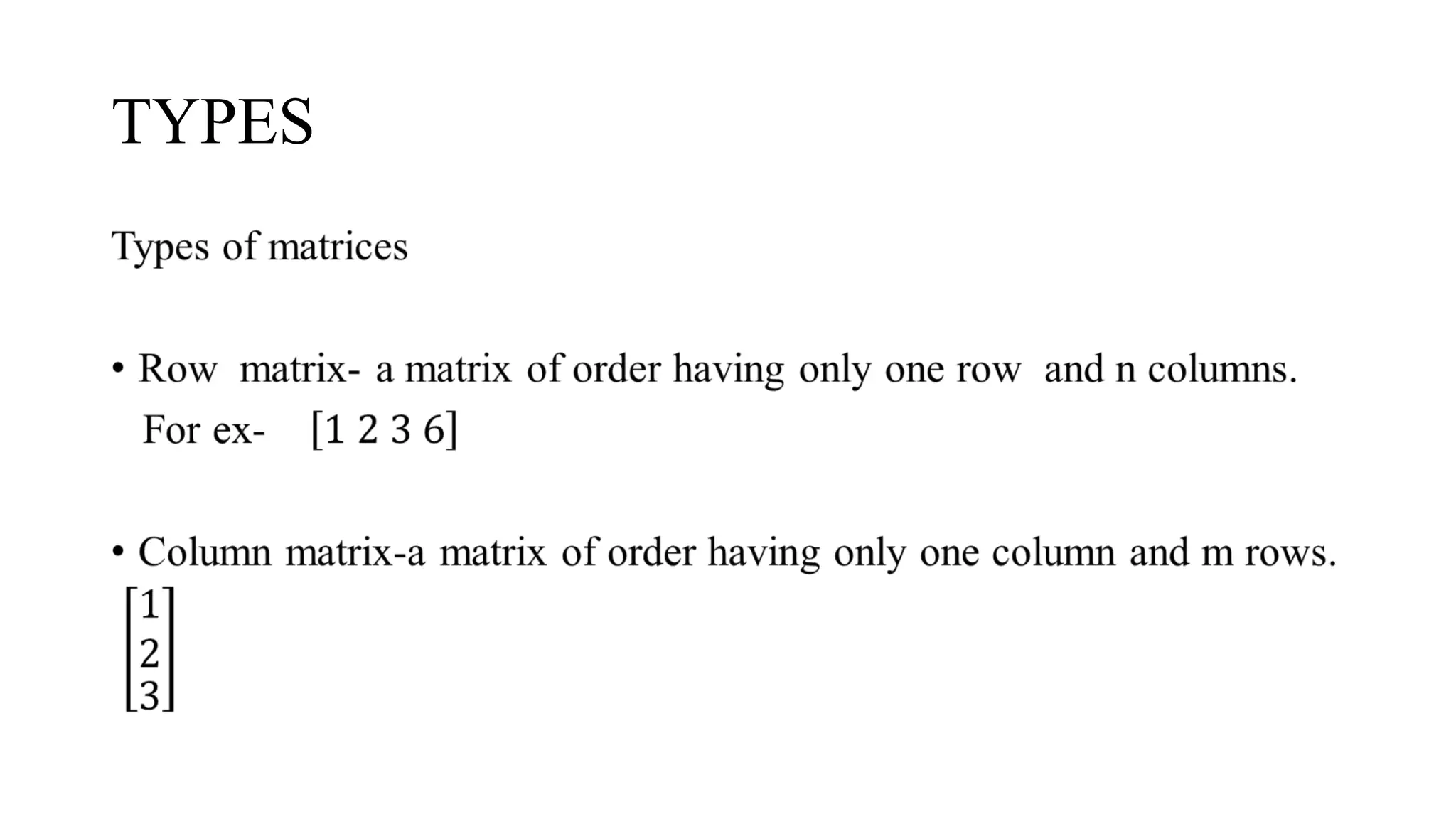 Types of Matrices | PPTX | Physics | Science