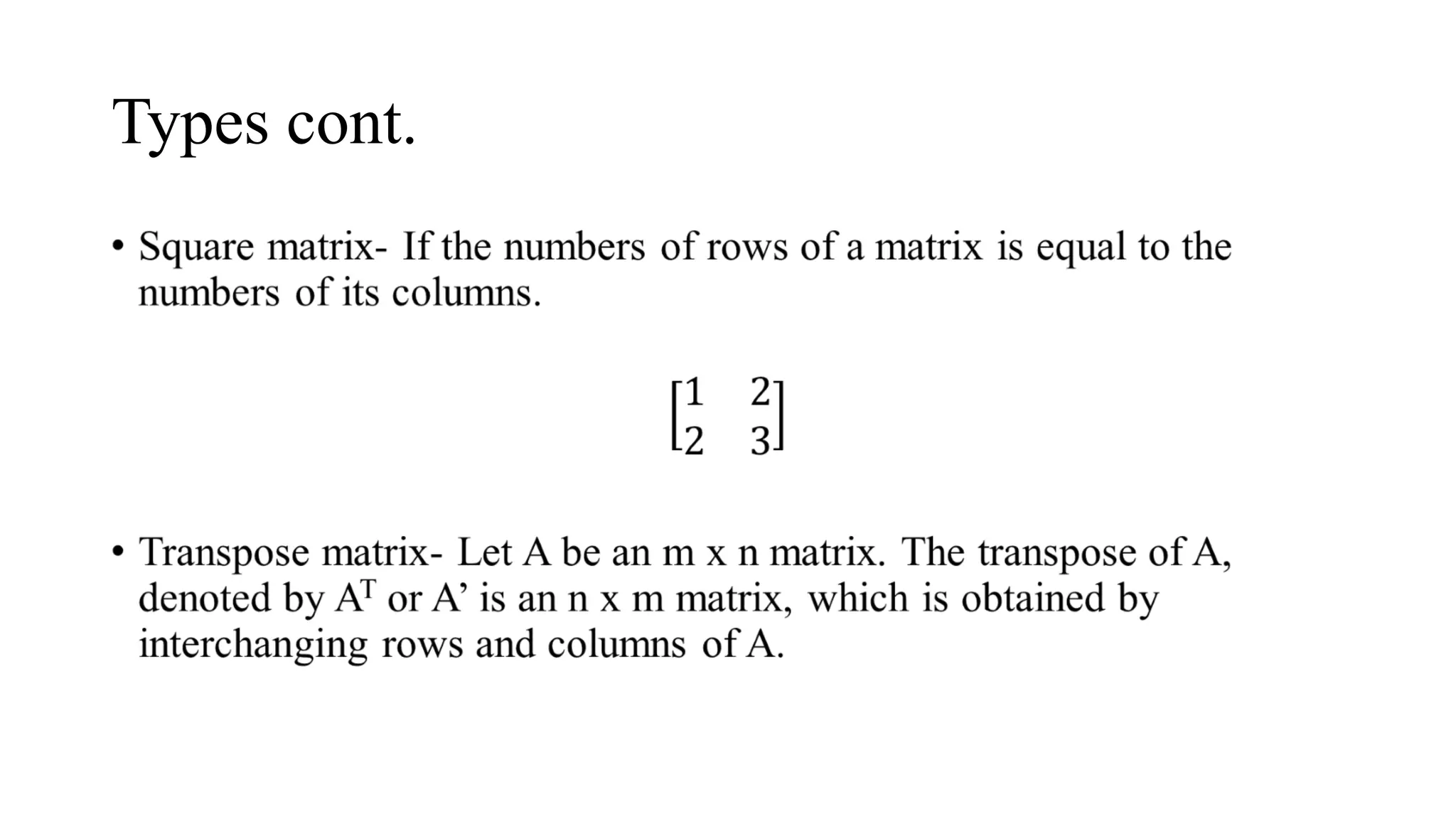 Types of Matrices | PPTX | Physics | Science