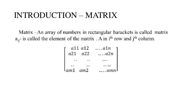 Types of Matrices