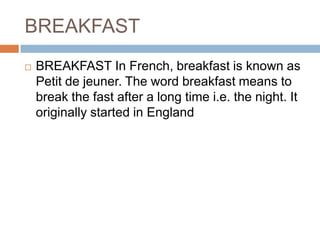 Types of meals ppt | PPT