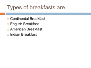 Types of meals ppt | PPTX