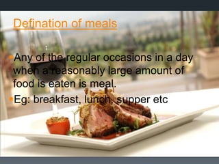 Types of meals and cover slide | PPSX