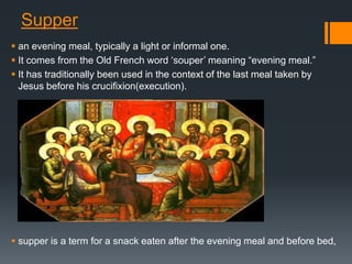 Types of meals and cover slide | PPSX