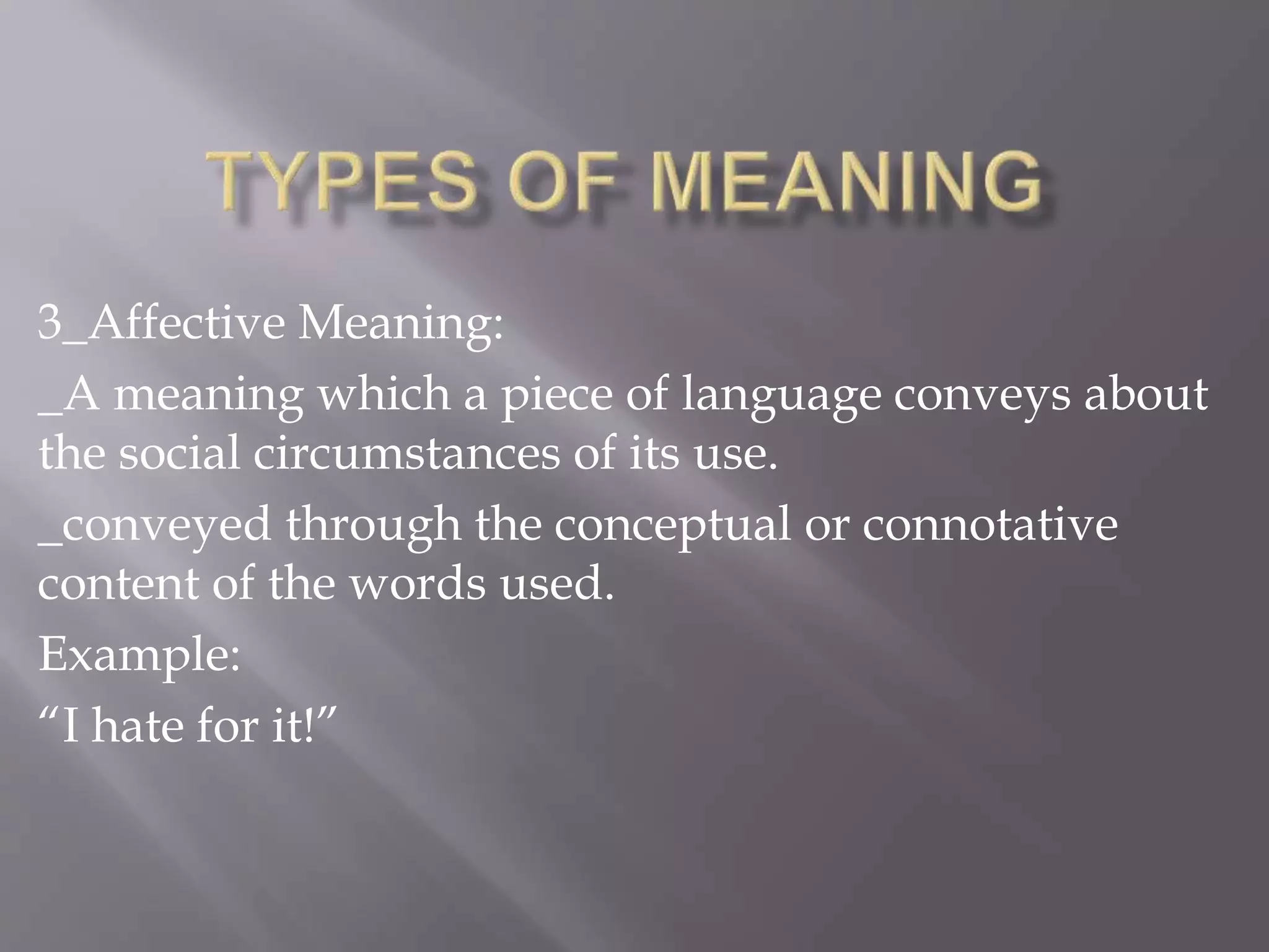Types of meaning | PPTX
