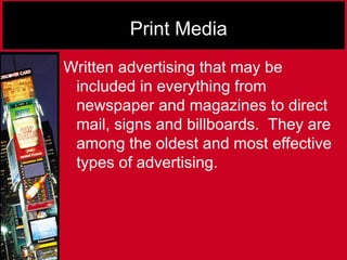 types of media in advertising management | PPT