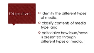 Types of Media - Lesson 4 - Media and Information Literacy | PPTX
