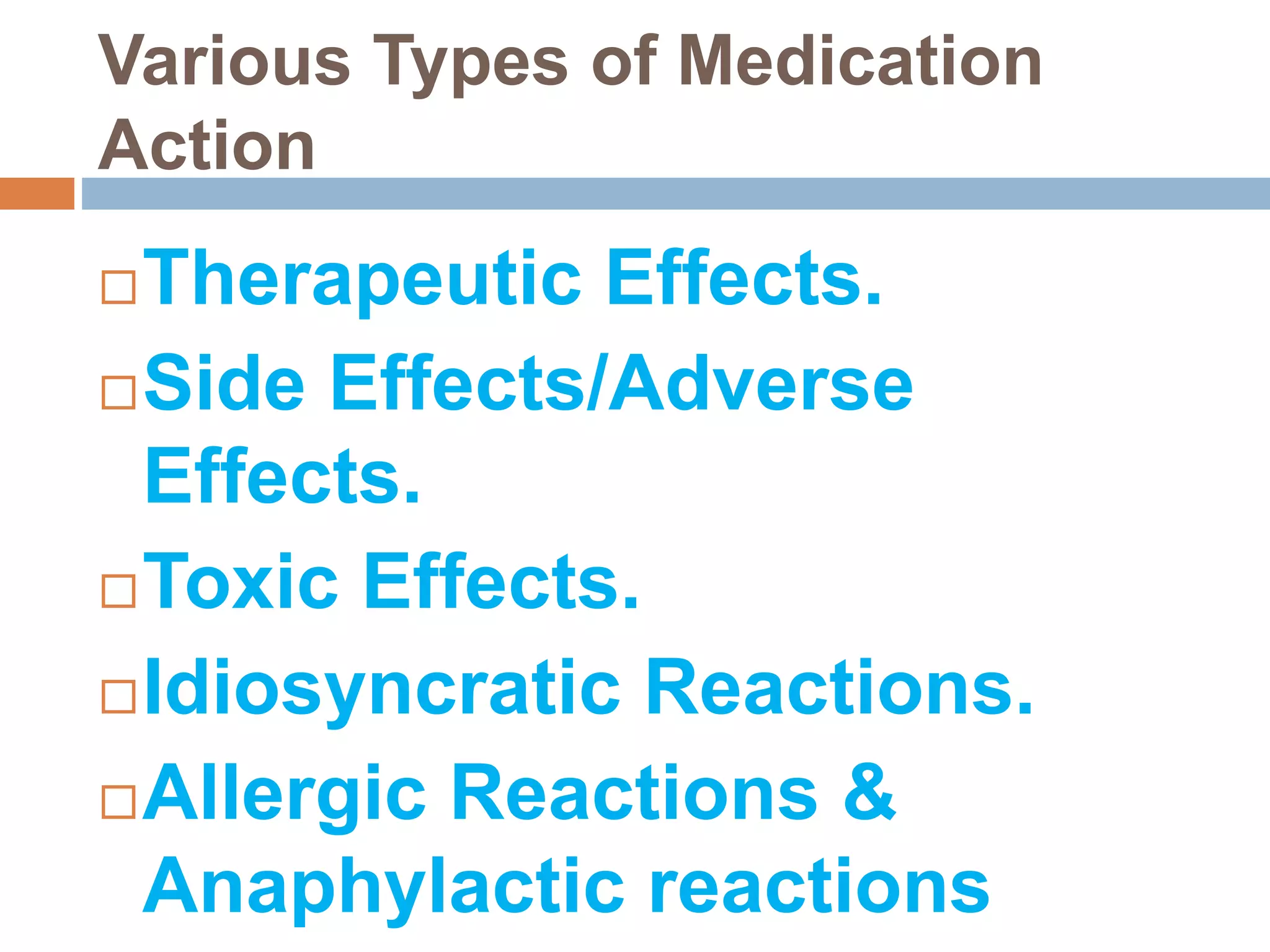 Types of medication action | PPTX