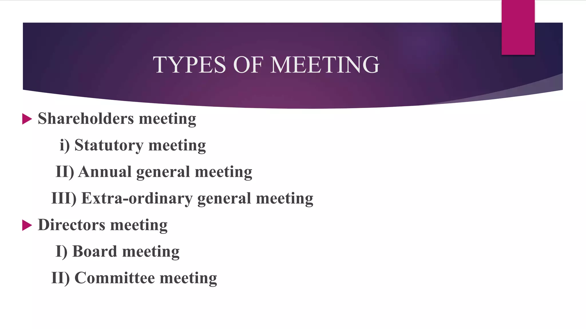 Types of meetings in companies | PPTX