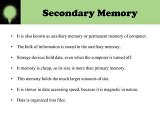 Types of memory (bba 1st) | PPT
