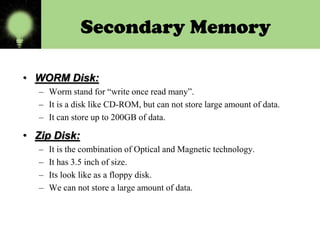 Types of memory (bba 1st) | PPTX