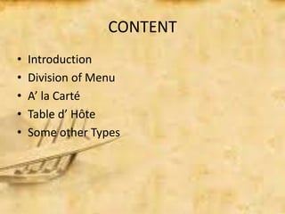 Types of menu | PPTX