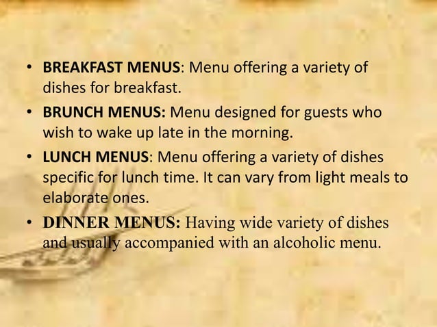 Types of menu | PPT