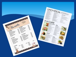 Types of Menu f and b reporting.pptx | Bars & Restaurants | Attractions