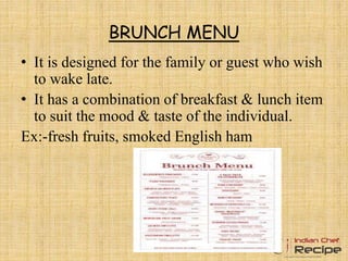 DIFFERENT TYPES OF MENUS IN HOTEL | PPTX
