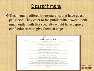 DIFFERENT TYPES OF MENUS IN HOTEL | PPTX