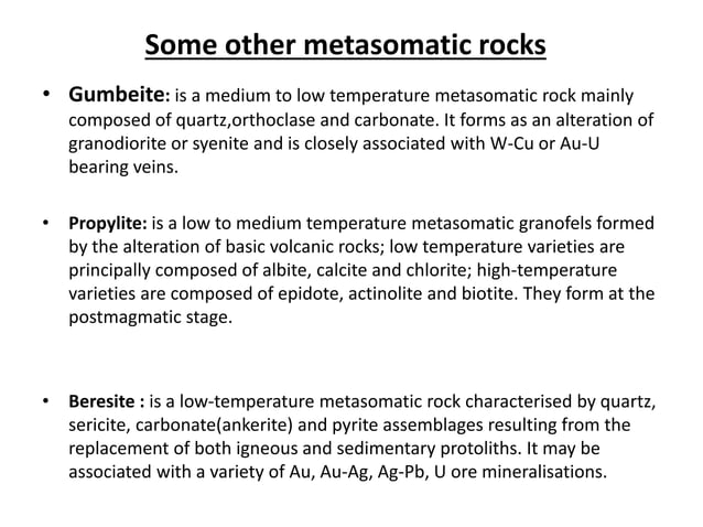 Types of metasomatism
