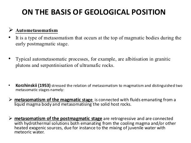 Types of metasomatism