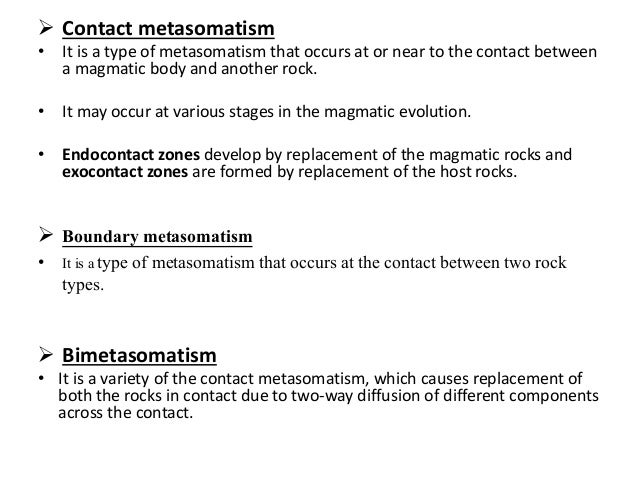 Types of metasomatism