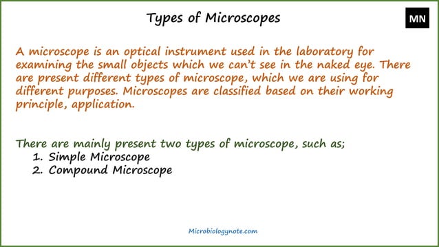 Types of Microscopes with their applications | PPTX | Photography | Arts and Crafts