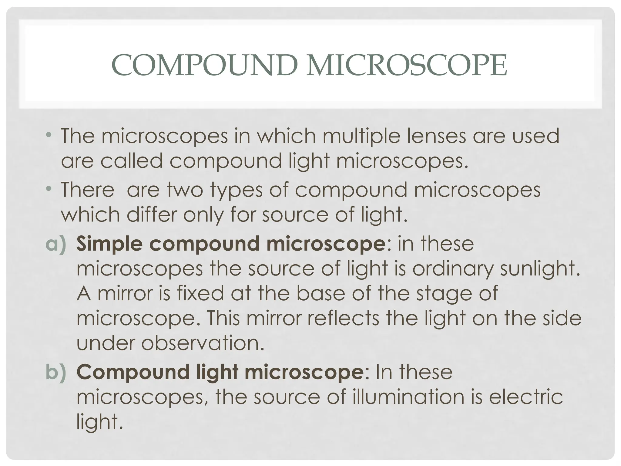 Types of Microscopy (Light Microscope, Simple Microscope, Compound ...