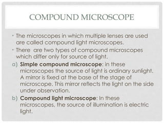 Types of Microscopy (Light Microscope, Simple Microscope, Compound ...