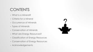 Types of Minerals and Energy Resources in India | PPT