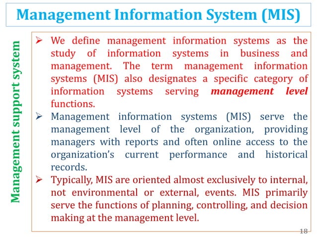 Types of mis | PPTX | IT and Internet Support | Internet