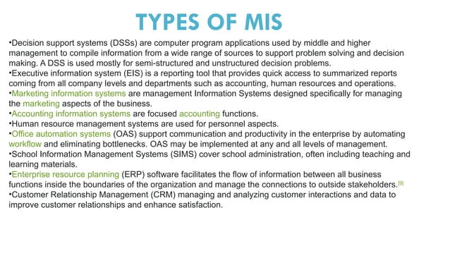 Types of MIS ppt presentation by student | PPT