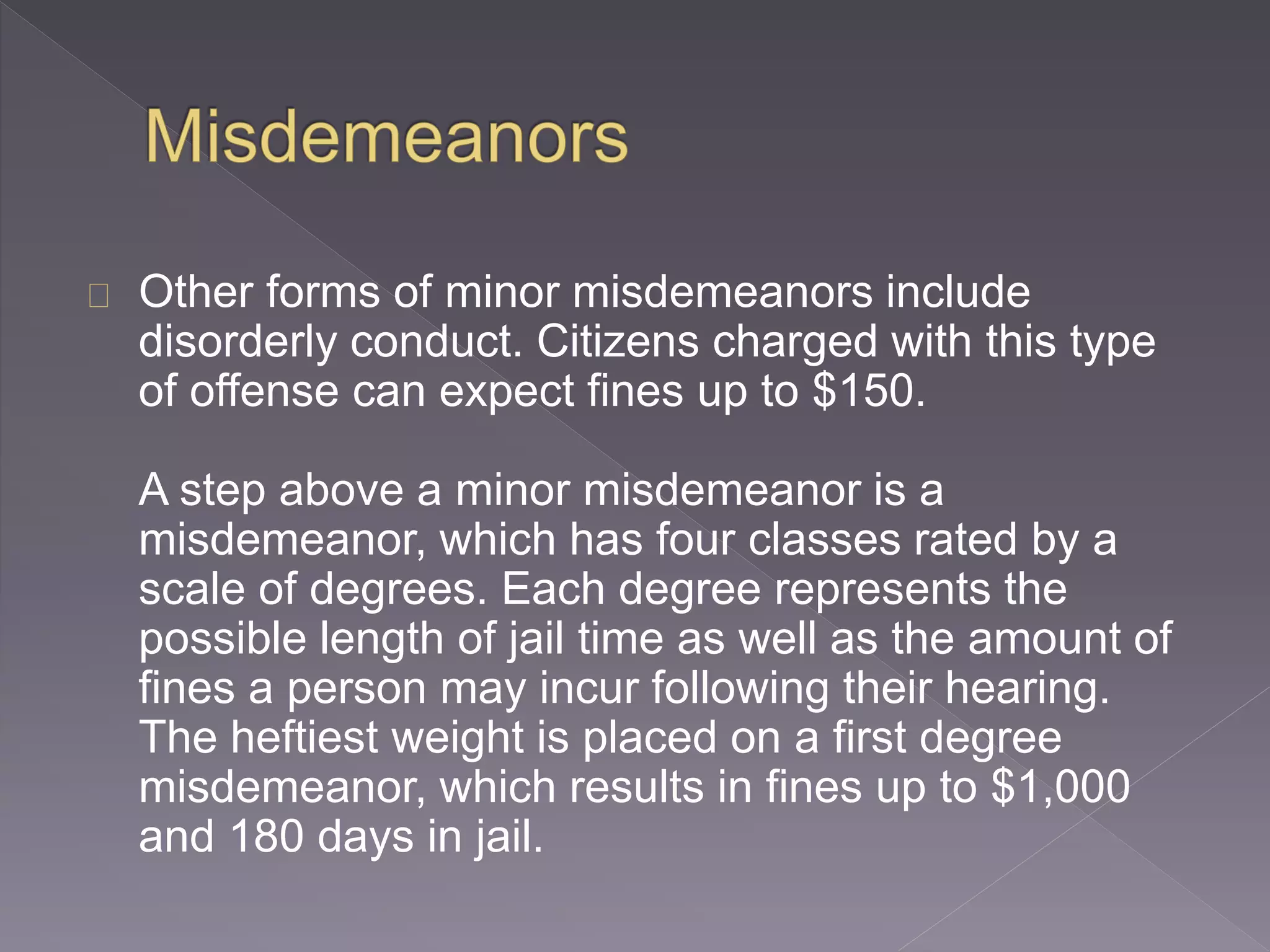 Types of Misdemeanors in Ohio | PPTX | Crime & Harmful Acts to ...
