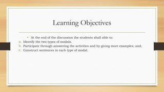 Types of Modals PowerPoint presentation. | PPT