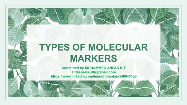 TYPES OF MOLECULAR MARKERS,ITS ADVANTAGES AND DISADVANTAGES | PPTX