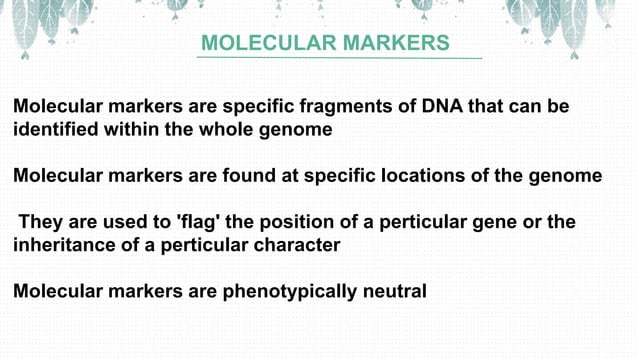 TYPES OF MOLECULAR MARKERS,ITS ADVANTAGES AND DISADVANTAGES | PPT