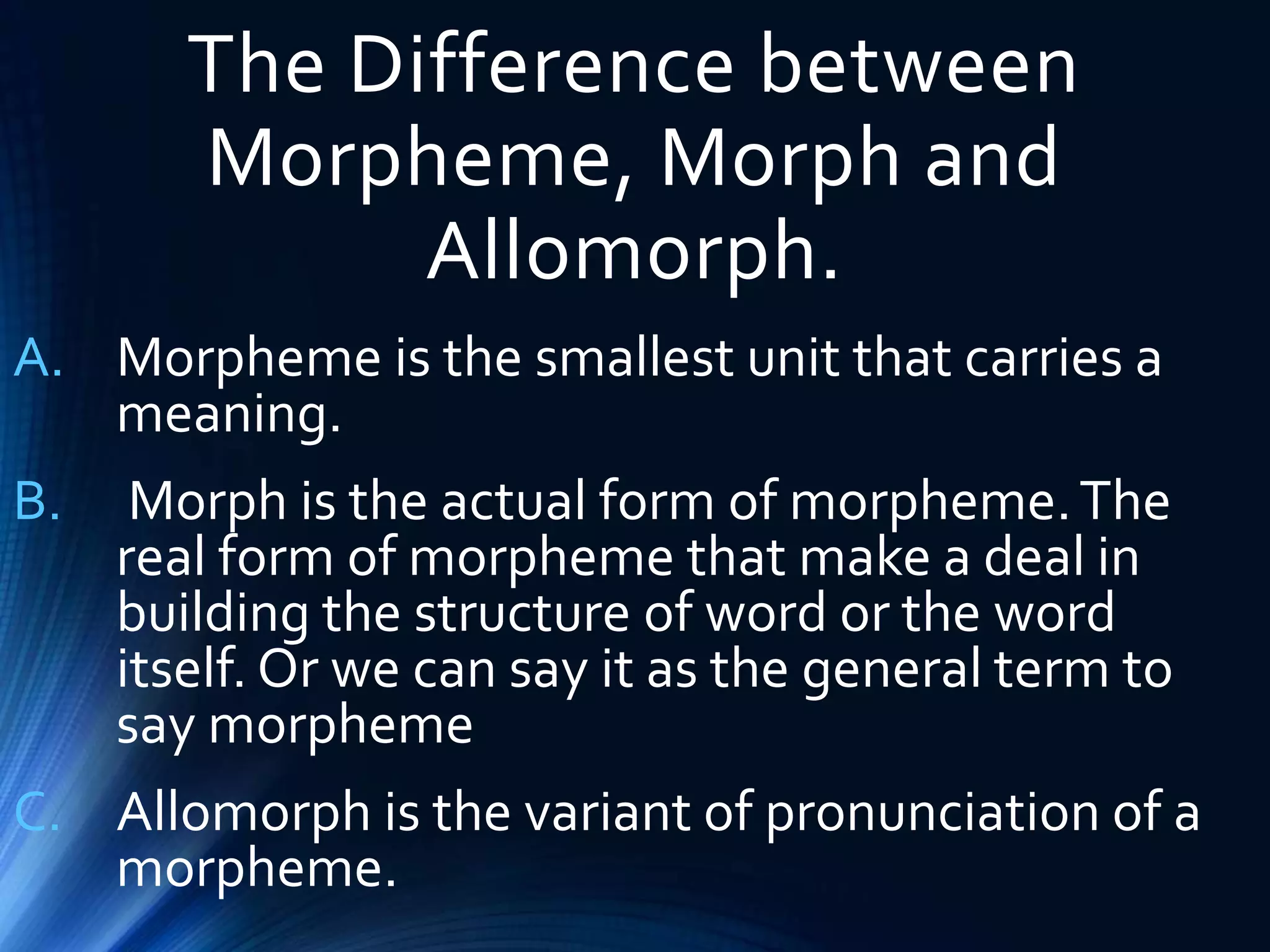 Types of Morpheme Presentation | PPTX