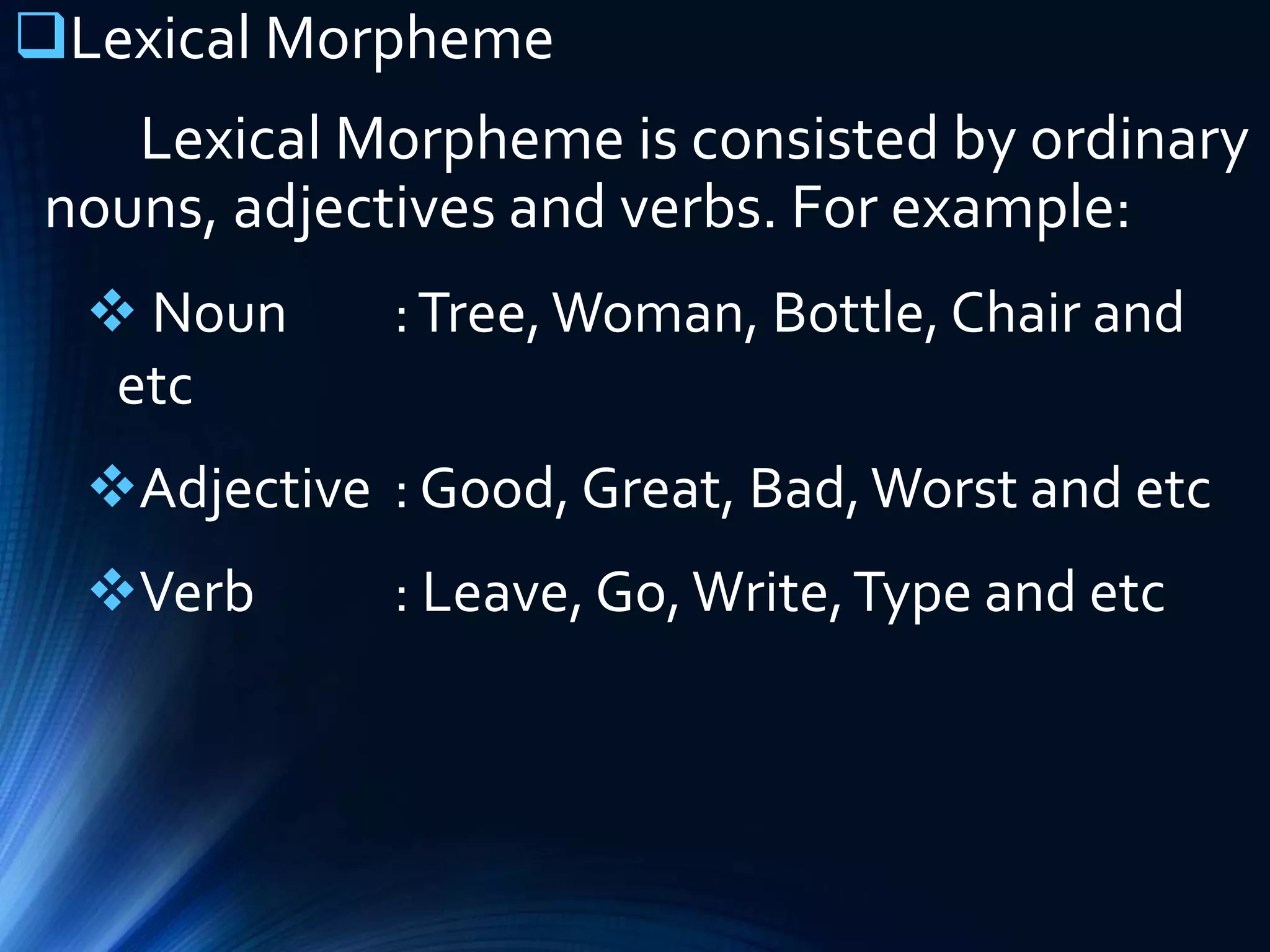 Types of Morpheme Presentation | PPTX
