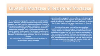 Types of Mortgages in Housing loan & the rights of the lender | PPTX