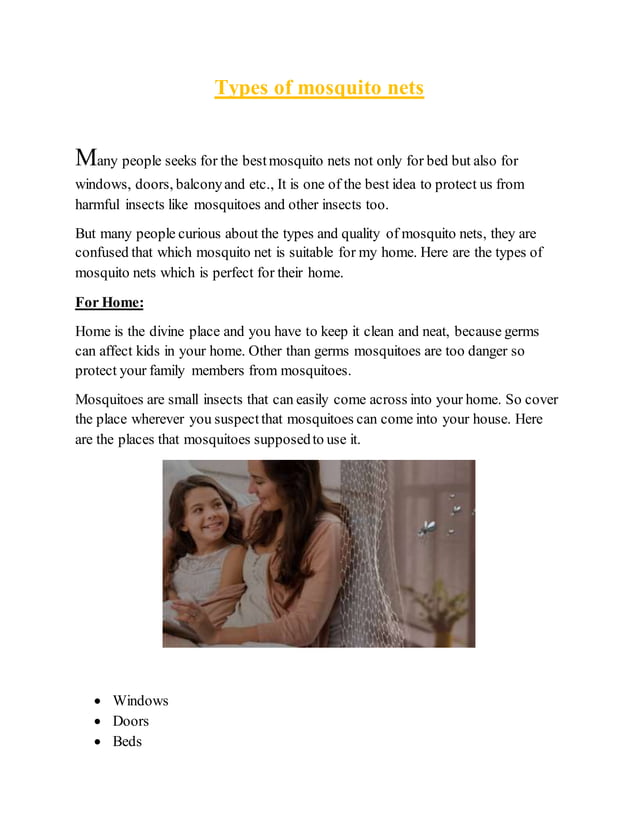 Types of mosquito net | DOCX
