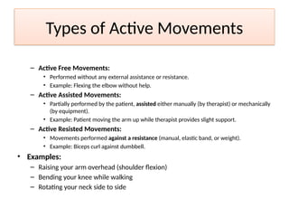 TYPES OF MOVEMENTS AND EXERCISES IN KINESIOLOGY | PPTX