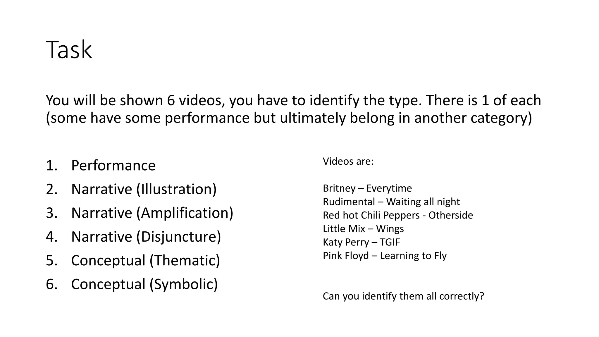 Types of music videos | PPTX