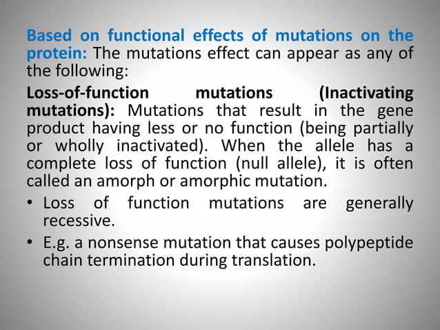 CONCEPT OF MUTATION AND ITS CLASSIFICATION .pptx | Genetics | Science
