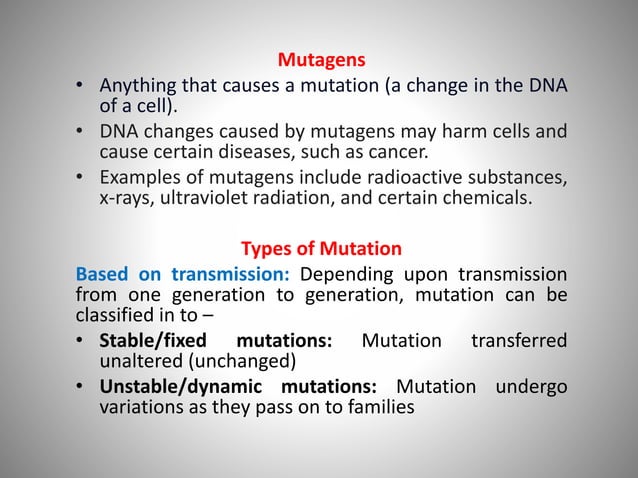 CONCEPT OF MUTATION AND ITS CLASSIFICATION .pptx | Genetics | Science