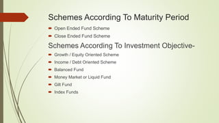 Types of mutual funds schemes | PPTX