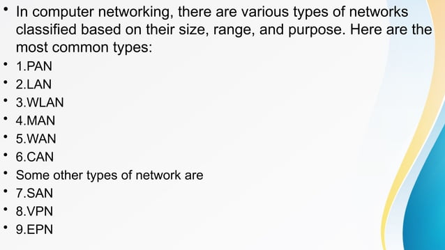Types of Networks in Computer Networking | PPT