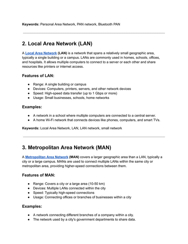 Types of Networks in Computer Networking | PDF