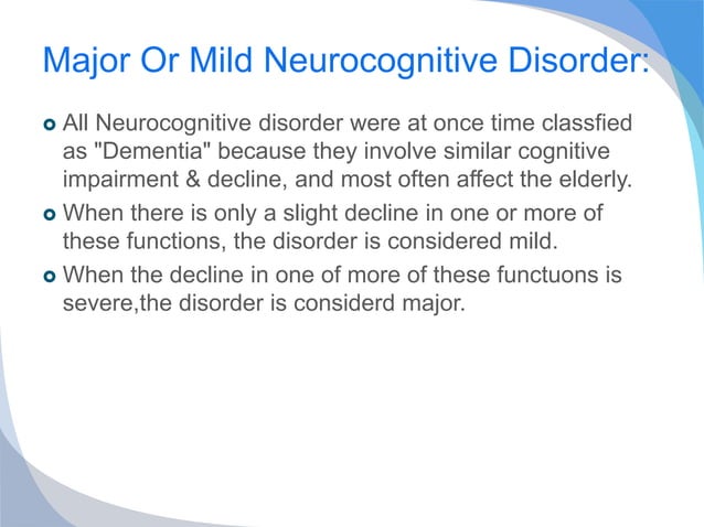 Types of neurocognitive disorder | PPTX | Brain and Nervous System ...