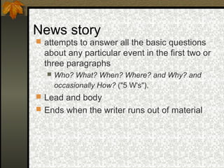 Types of news stories | PPT