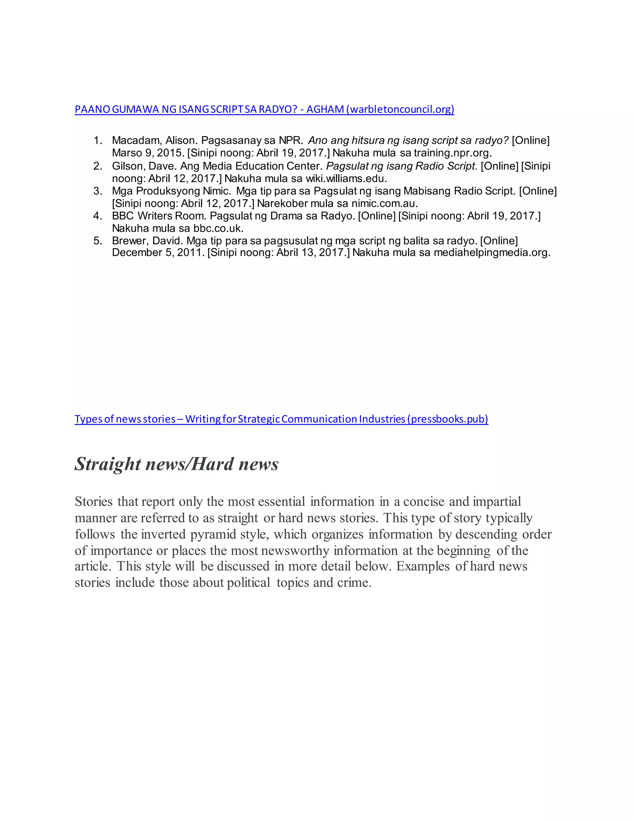 Types of news stories | DOCX